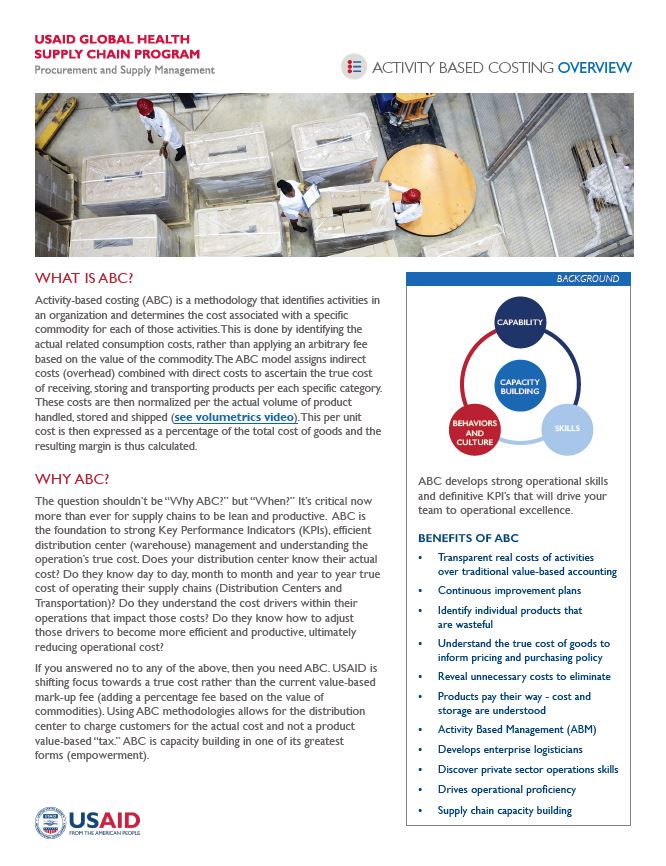 Activity Based Costing: Overview | USAID Global Health Supply Chain Program